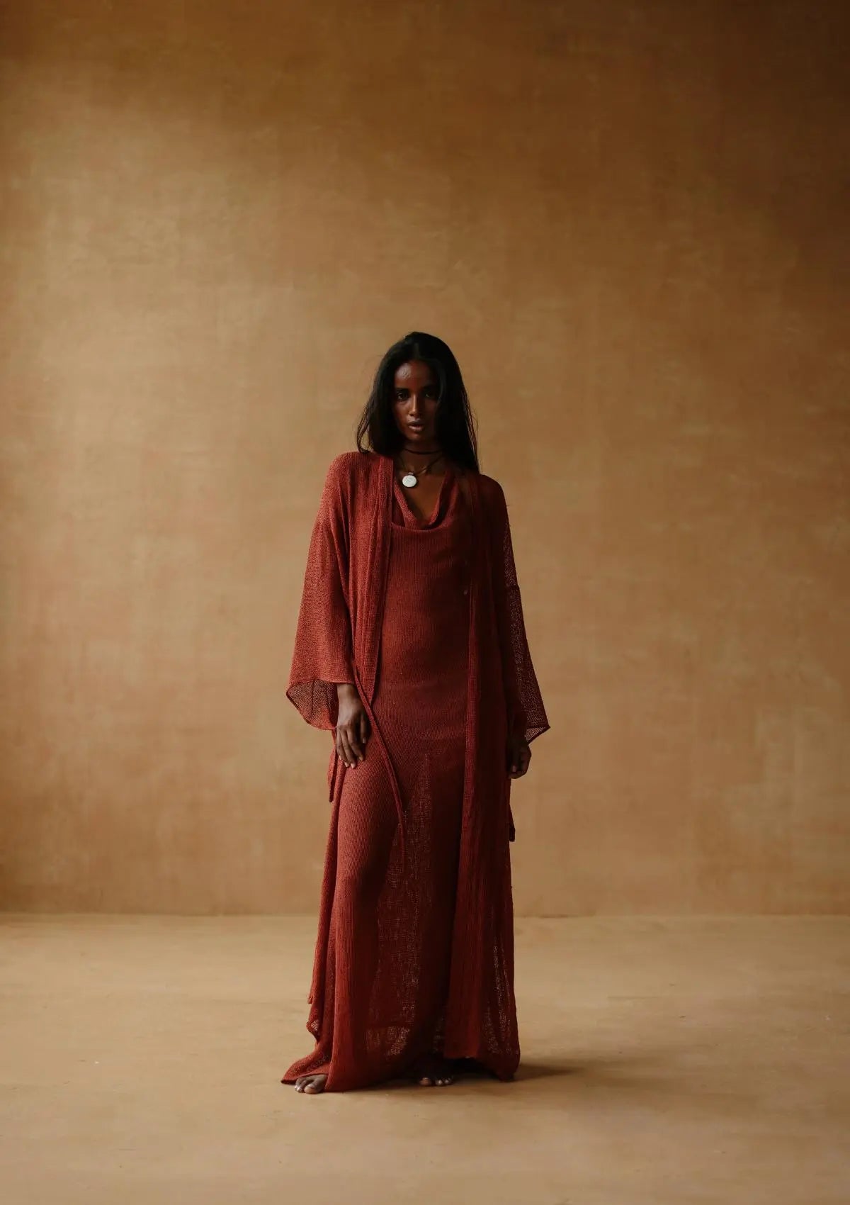 KORA KIMONO DRESS - BAKED CLAY - Studio Tia