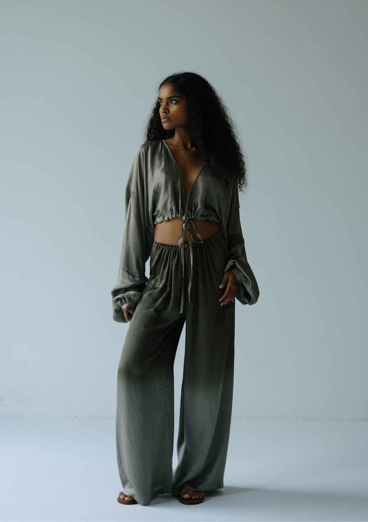 LERA RELAXED STRAIGHT-LEG TROUSER - TEA LEAF OMBRE